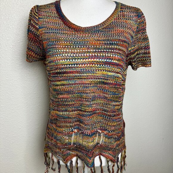 JohnPaulRichard | Tops | Johnpaulrichard Fringe Knit Crocheted Short ...